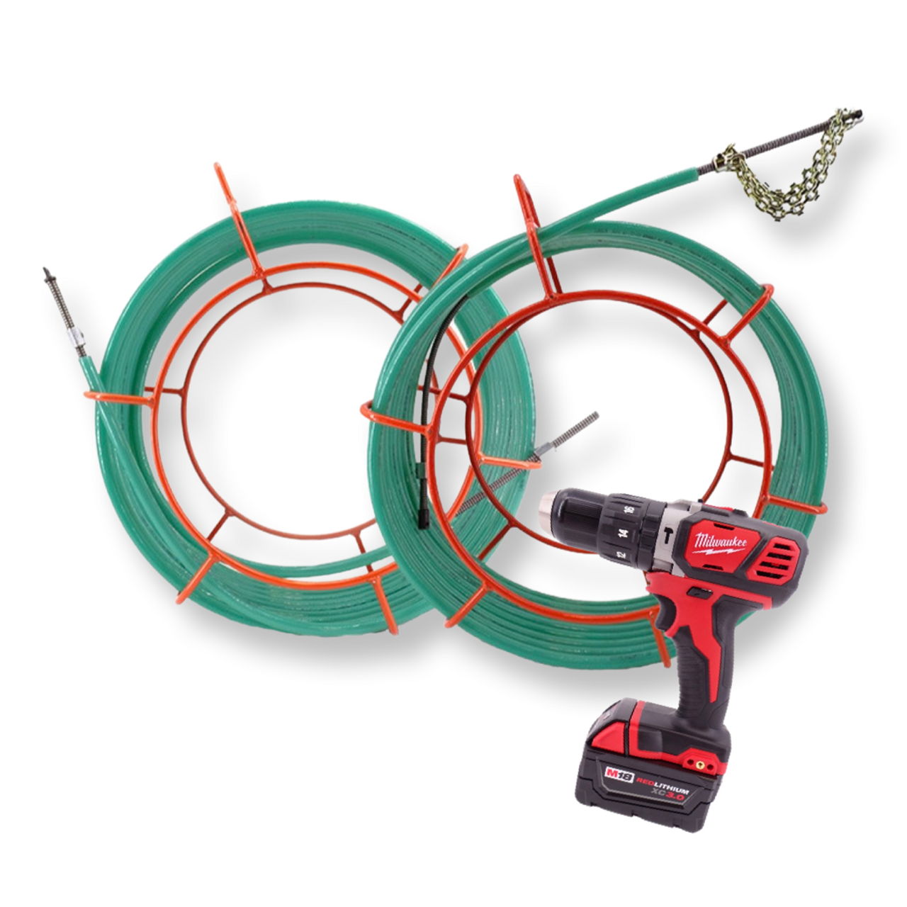 CustomEyes (CE38KIT100M) 100' Cyclone with Milwaukee Drill Set ...